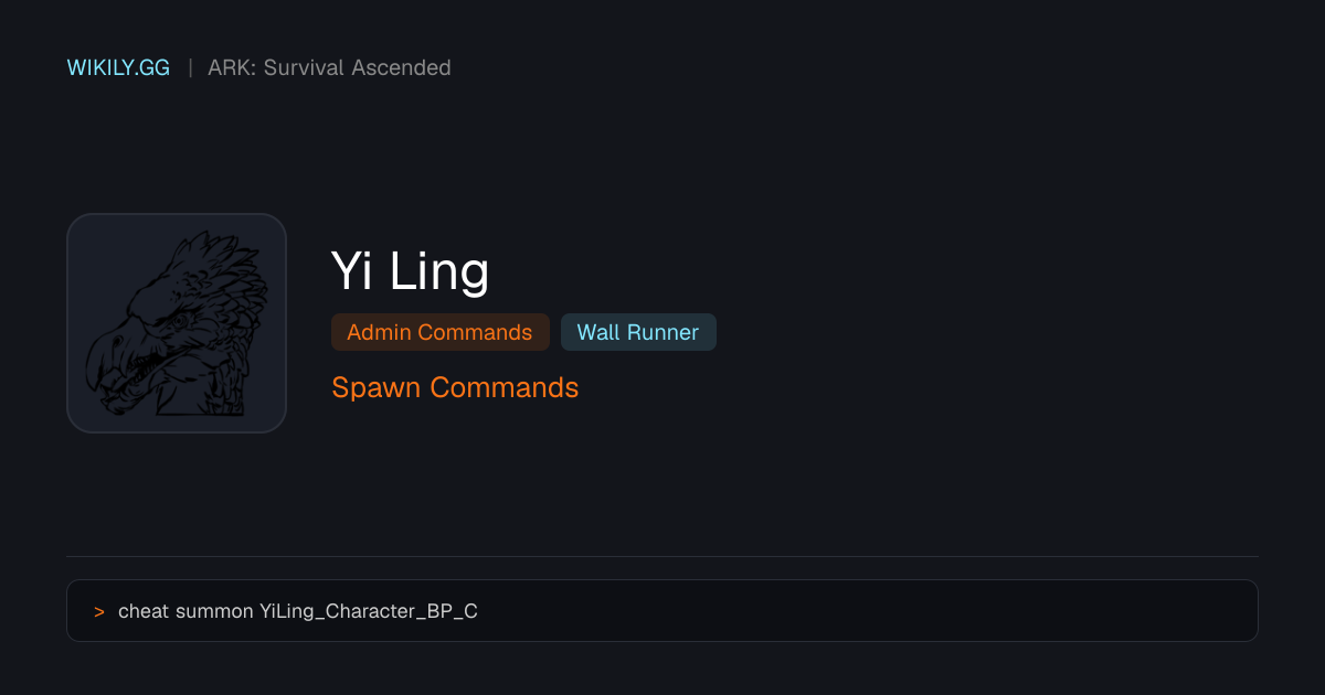 Yi Ling Spawn Commands - ARK: Survival Ascended
