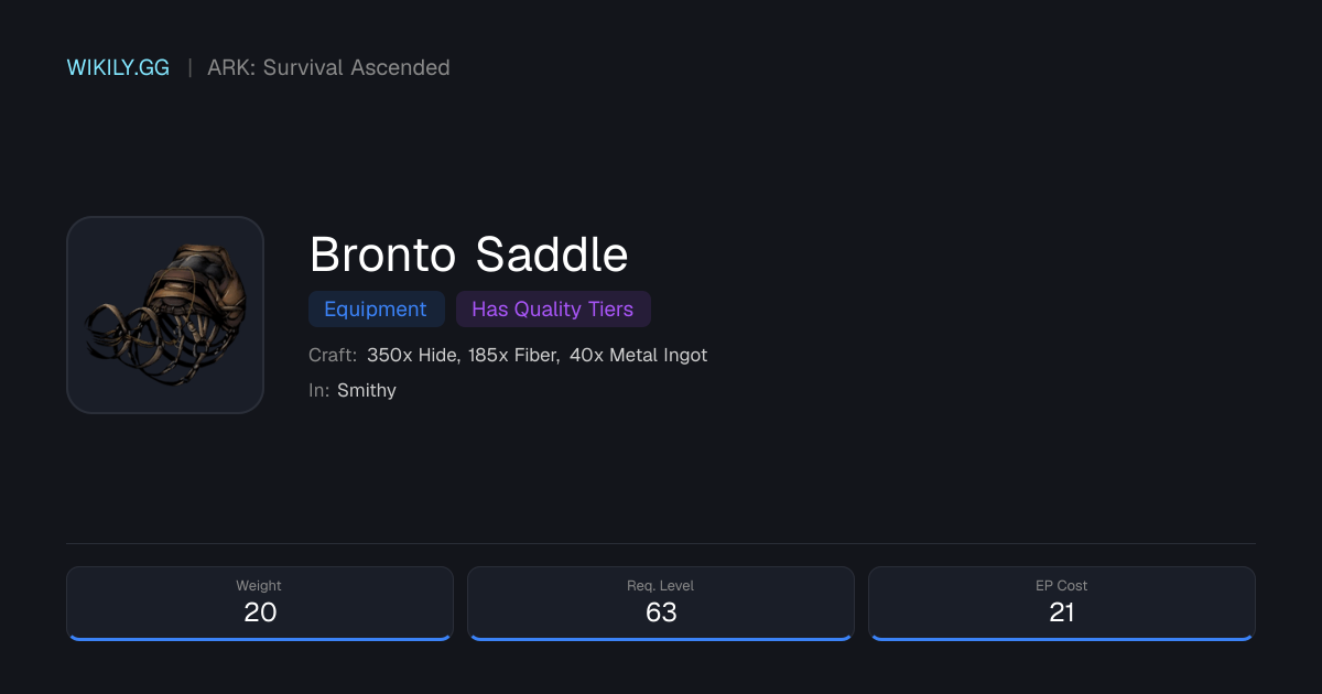 Bronto Saddle - ARK: Survival Ascended