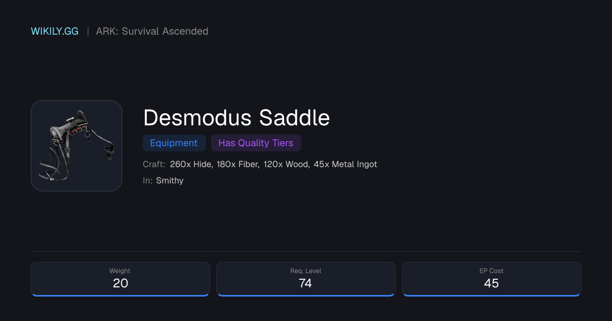 Desmodus Saddle - ARK: Survival Ascended