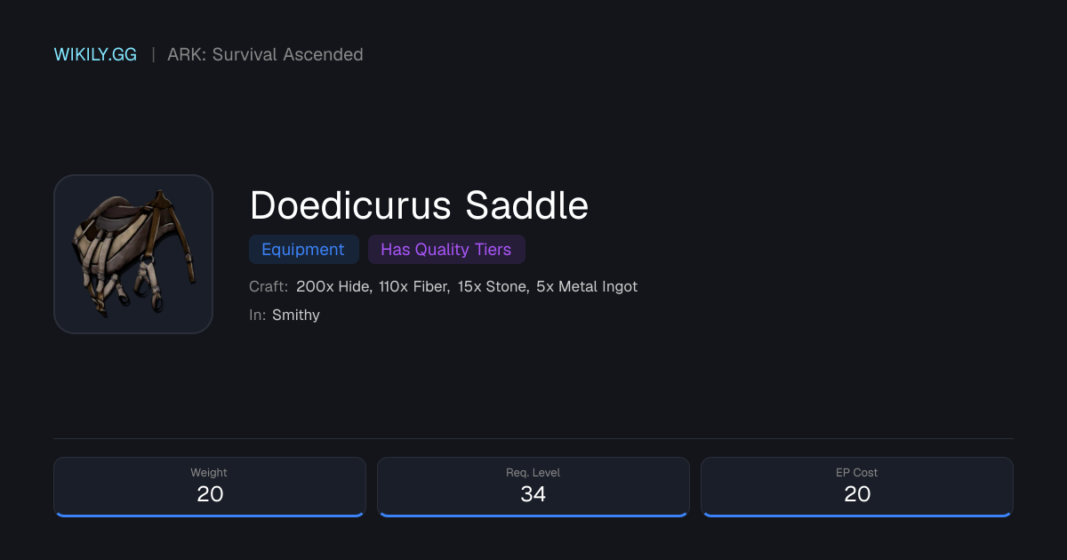 Doedicurus Saddle - ARK: Survival Ascended