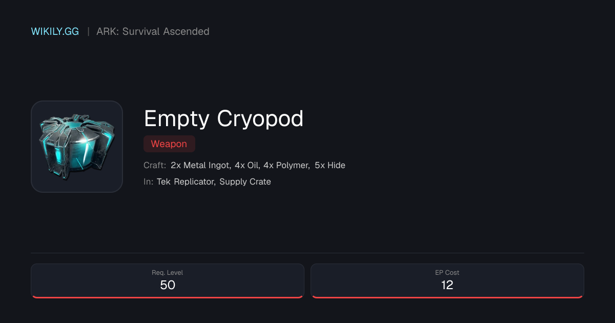 Empty Cryopod - ARK: Survival Ascended