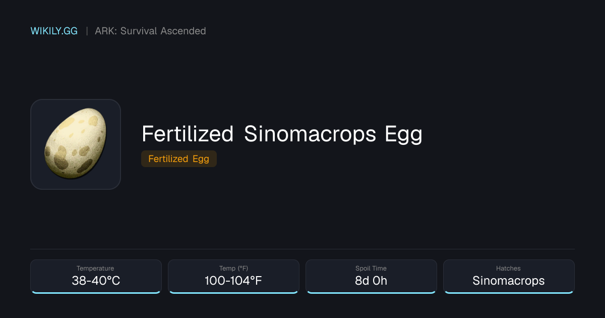 Fertilized Sinomacrops Egg Spawn Command & Incubation - ARK: Survival ...