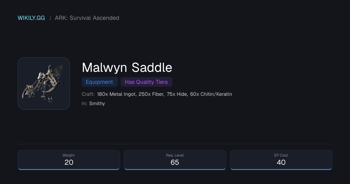 Malwyn Saddle - ARK: Survival Ascended