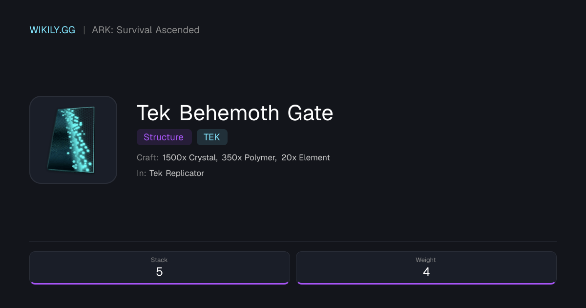 Tek Behemoth Gate - ARK: Survival Ascended