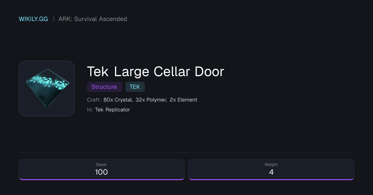 Tek Large Cellar Door - ARK: Survival Ascended