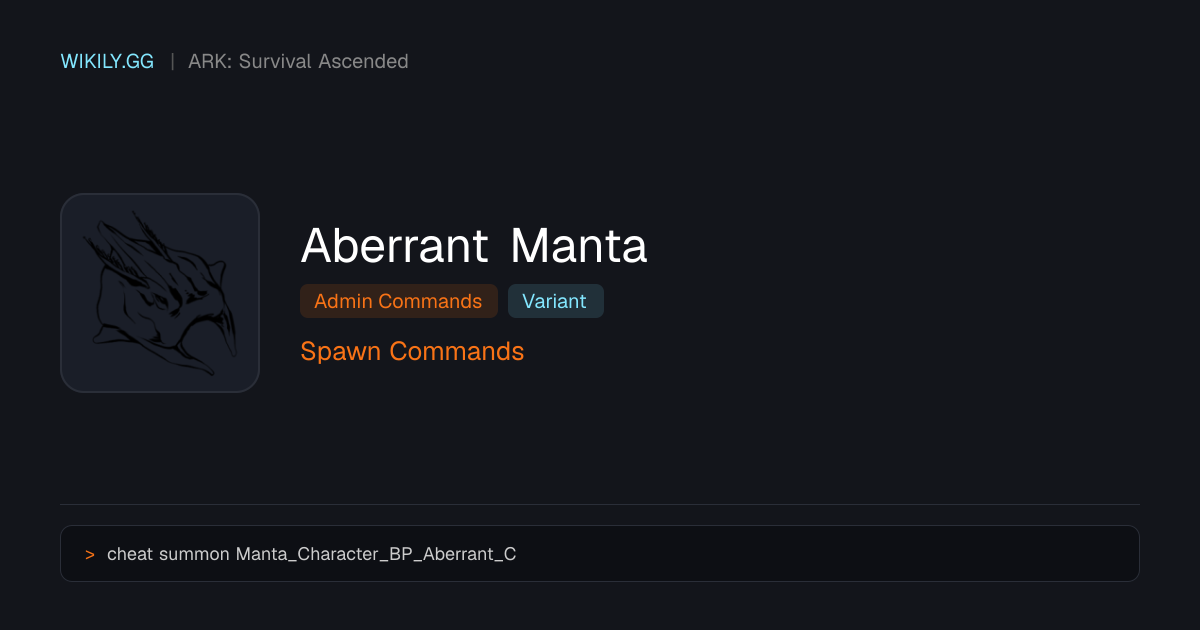 Comandos de spawn de Aberrant Manta - ARK: Survival Ascended