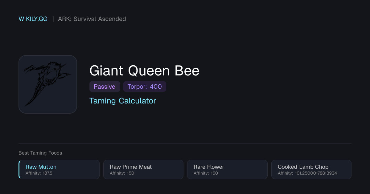 Calculadora de Domación de Abeja reina gigante - ARK: Survival Ascended