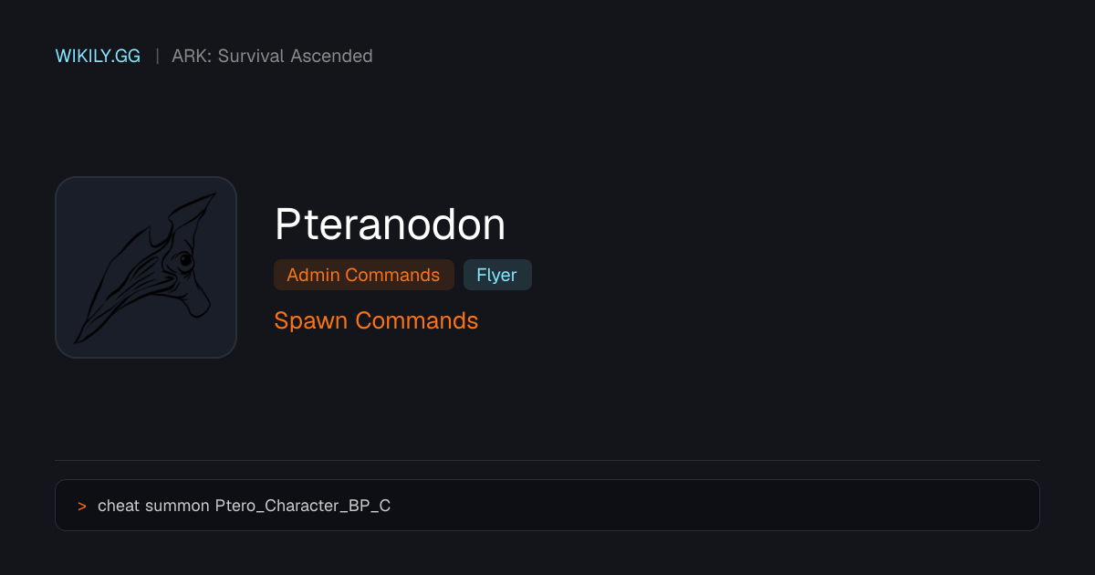 Comandos de Spawn de Pteranodon - ARK: Survival Ascended