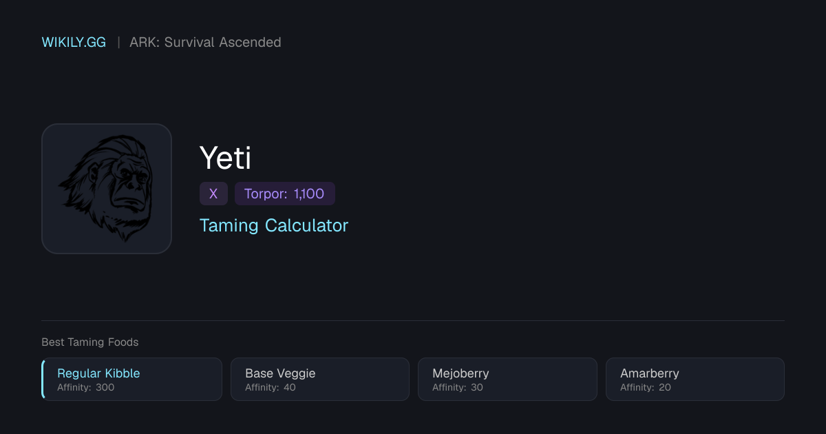 Yeti Taming Calculator - ARK: Survival Ascended