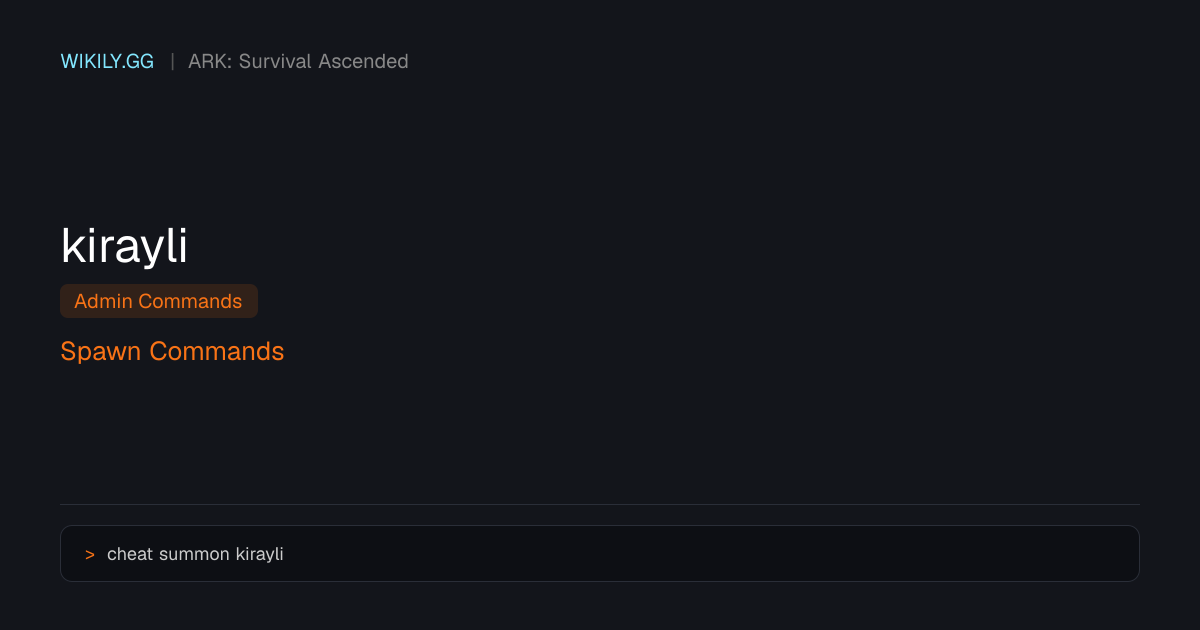 Comandos de Spawn do Kirayli - ARK: Survival Ascended