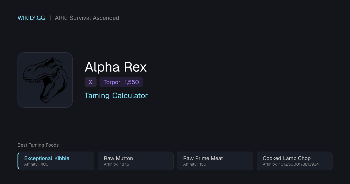 Alpha Rex 驯服计算器 - ARK: Survival Ascended