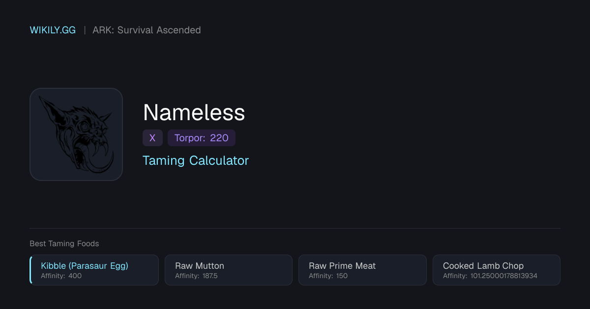 Nameless 驯服计算器 - ARK: Survival Ascended