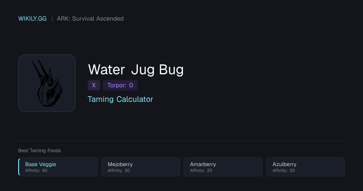 Water Jug Bug 驯服计算器 - ARK: Survival Ascended
