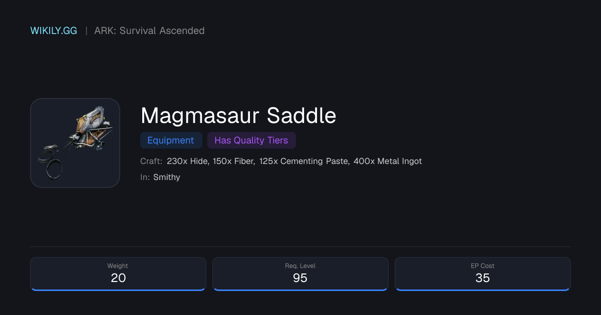 Magmasaur Saddle - ARK: Survival Ascended