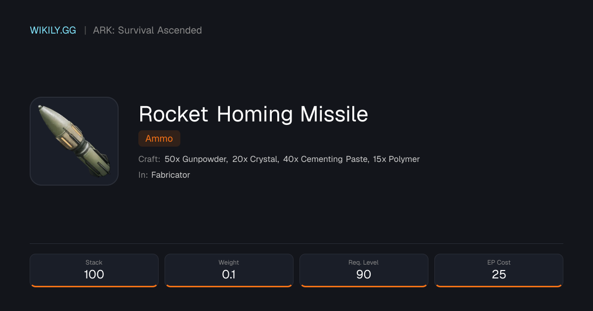 Rocket Homing Missile - ARK: Survival Ascended