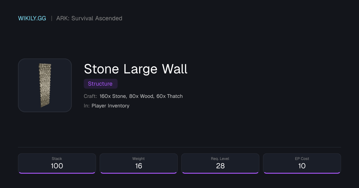 Stone Large Wall - ARK: Survival Ascended