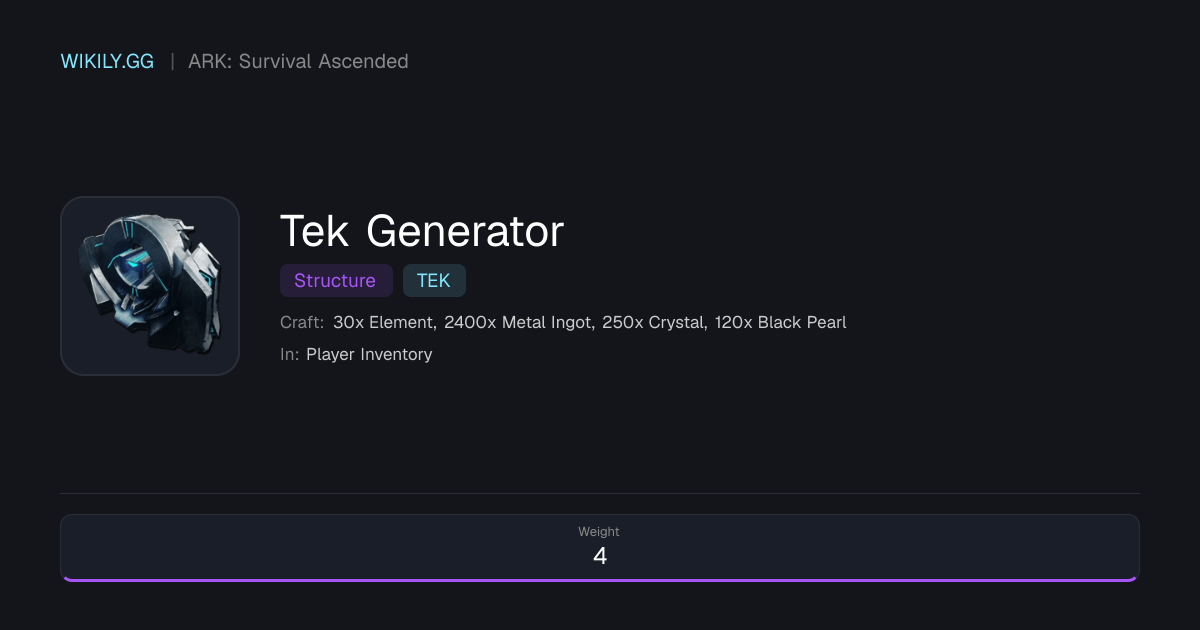 Tek Generator - ARK: Survival Ascended